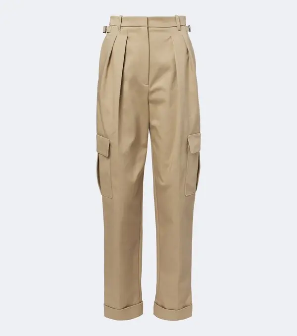MUGLER Pleated Cotton-blend Cargo Pants - Beige
