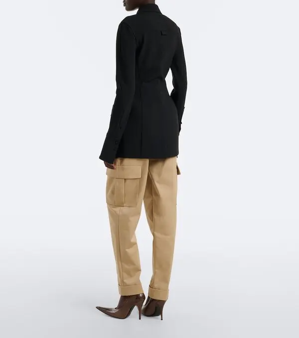 MUGLER Pleated Cotton-blend Cargo Pants