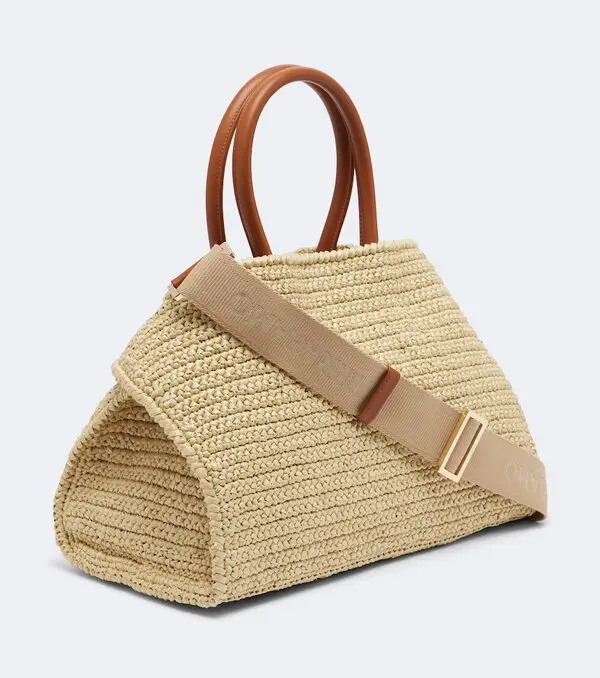 FERRAGAMO Hug Medium Raffia Shoulder Bag