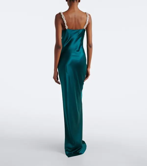Balmain Embellished Ruched Silk Satin Gown