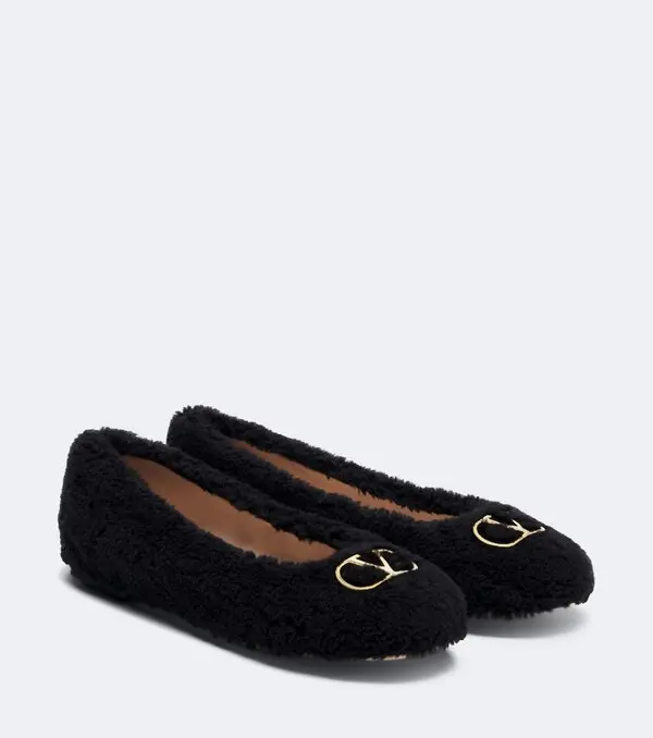 Valentino Garavani Vlogo Teddy Ballet Flats - Black