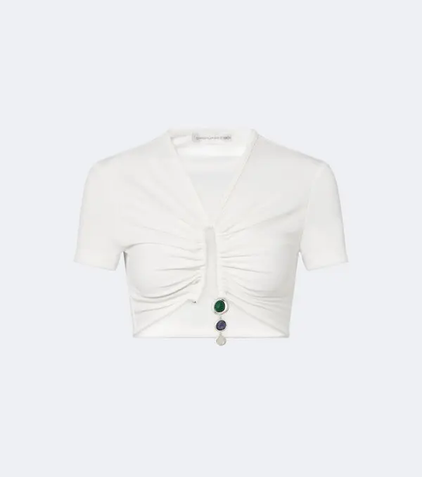 Christopher Esber Embellished V-neck Crop Top