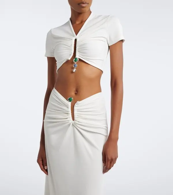 Christopher Esber Embellished V-neck Crop Top