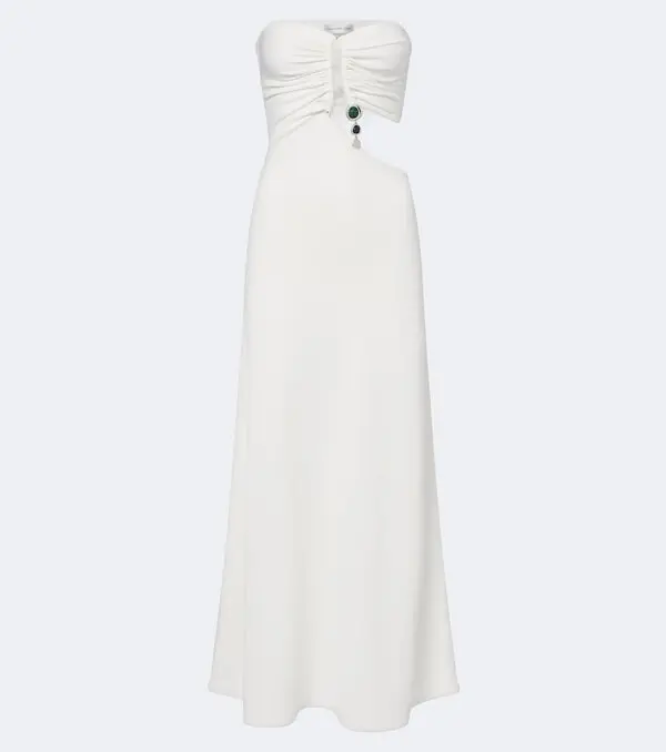 Christopher Esber Embellished Cutout Jersey Maxi Dress - White