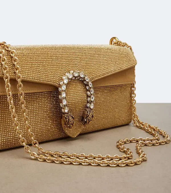 Gucci Dionysus Small Embellished Suede Shoulder Bag