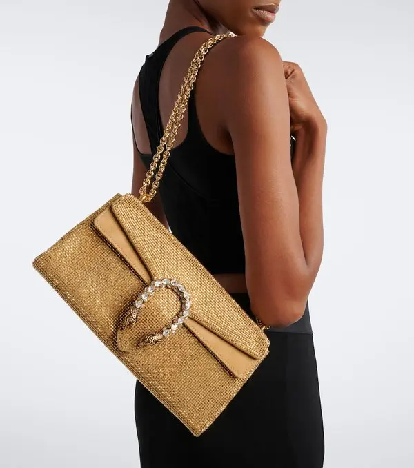Gucci Dionysus Small Embellished Suede Shoulder Bag