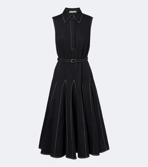 EMILIA WICKSTEAD Monique Cotton Poplin Midi Dress - Black