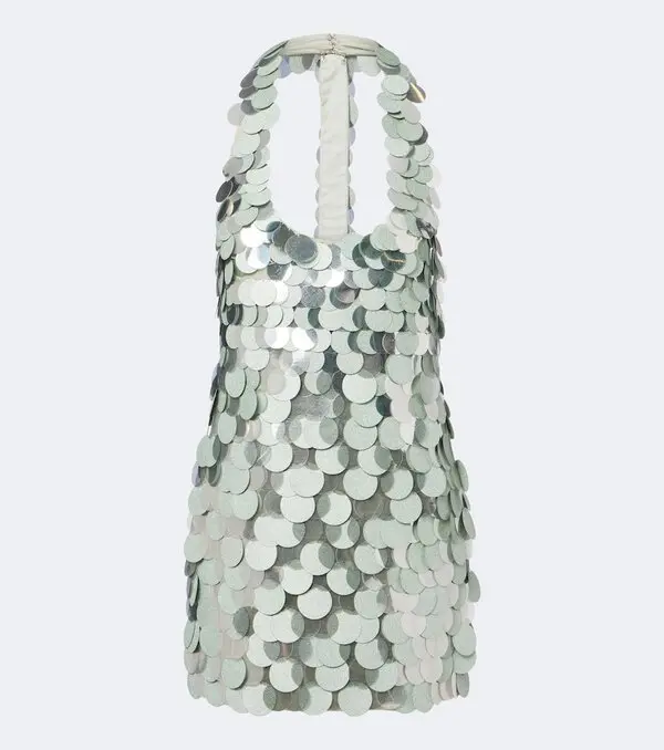 Retrofete Briggs Halterneck Sequined Mini Dress - Green
