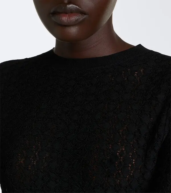 Saint Laurent Pointelle Knit Crewneck Top