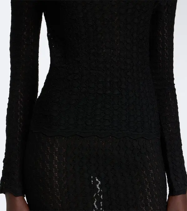 Saint Laurent Pointelle Knit Crewneck Top