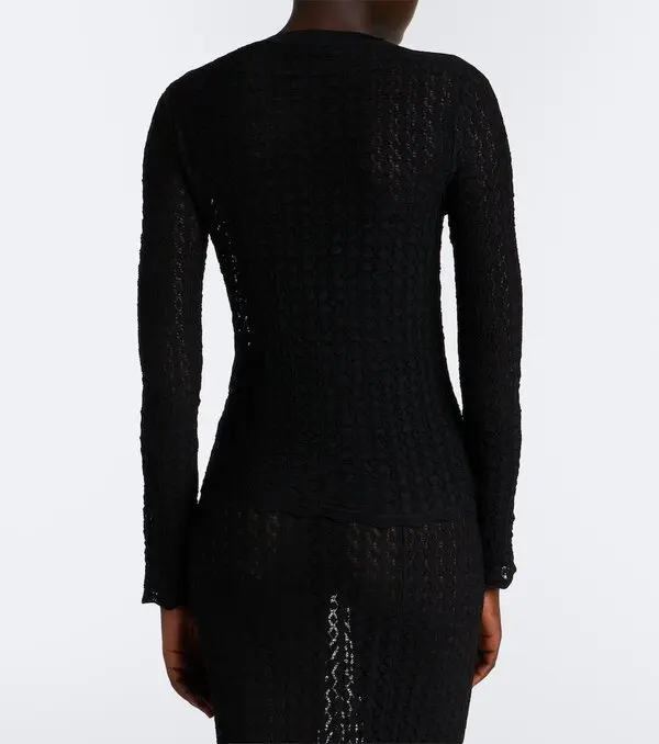 Saint Laurent Pointelle Knit Crewneck Top