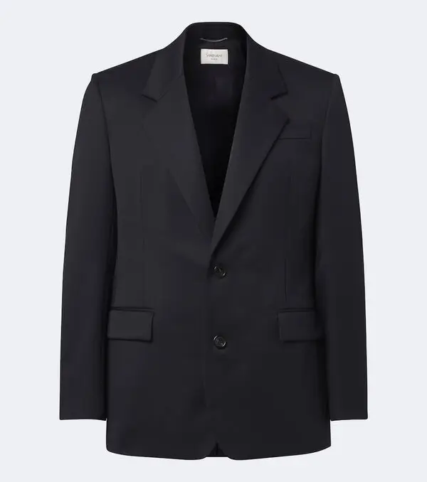 Saint Laurent Wool Gabardine Blazer - Blue