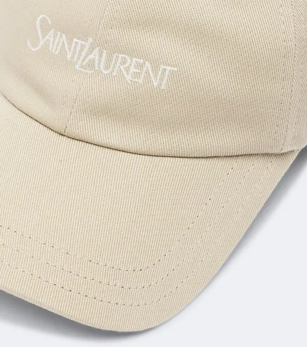 Saint Laurent Logo Cotton Gabardine Baseball Cap