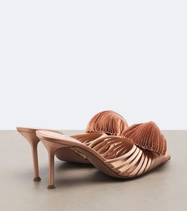 AQUAZZURA Wild Bloom Appliqué Satin Mules