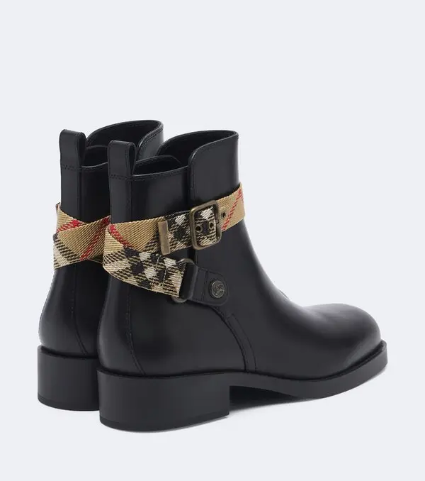 Burberry Huntley Check Leather Ankle Boots