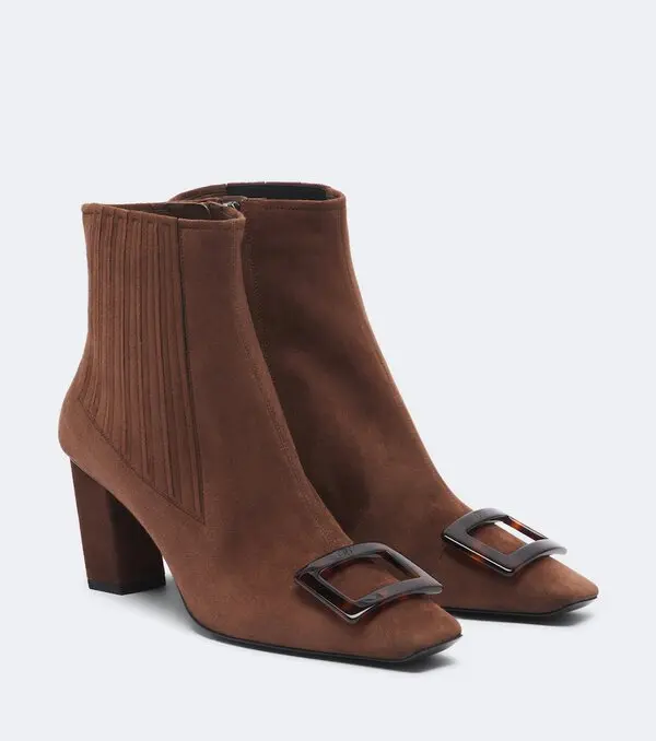ROGER VIVIER Belle Vivier Suede Ankle Boots - Brown
