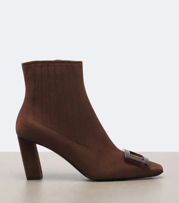 ROGER VIVIER Belle Vivier Suede Ankle Boots - Brown