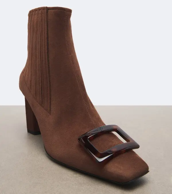 ROGER VIVIER Belle Vivier Suede Ankle Boots - Brown