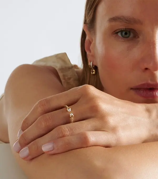 David Yurman 18kt Yellow And Pearl Ring