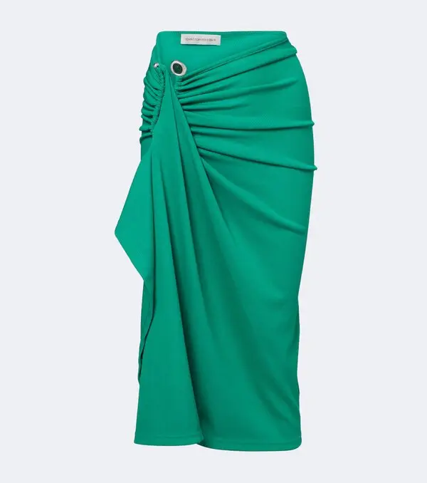 Christopher Esber Crystal Pendant Jersey Midi Skirt - Green