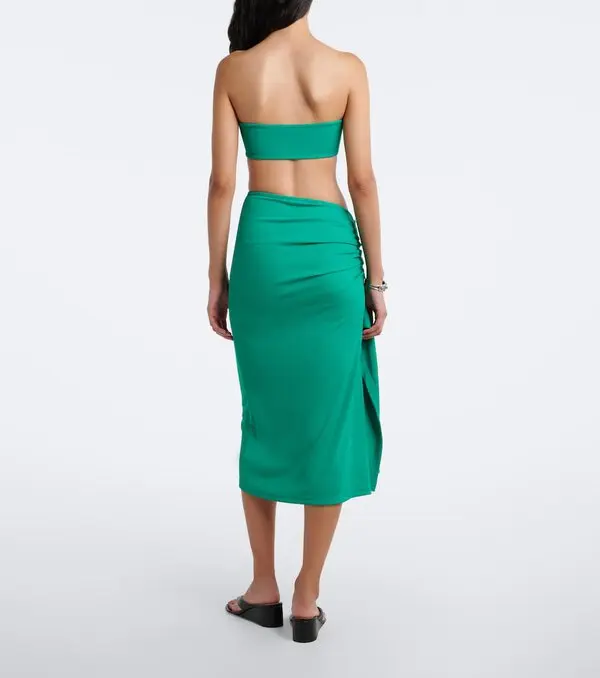Christopher Esber Crystal Pendant Jersey Midi Skirt