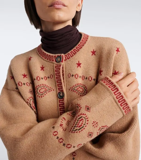Alanui Bandana Jacquard Wool And Cashmere Cardigan