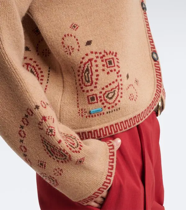Alanui Bandana Jacquard Wool And Cashmere Cardigan