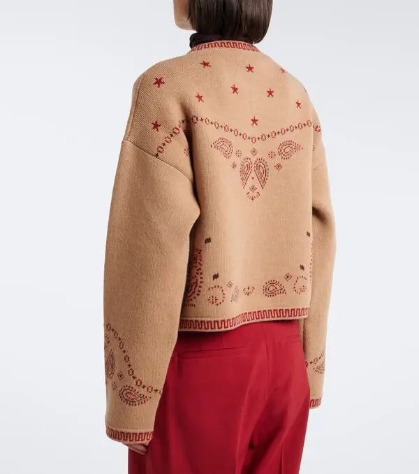 Alanui Bandana Jacquard Wool And Cashmere Cardigan