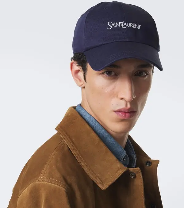 Saint Laurent Logo Cotton Gabardine Baseball Cap