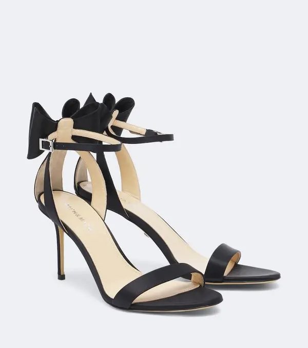 Mach & Mach Le Cadeau Bow-detail Satin Sandals - Black