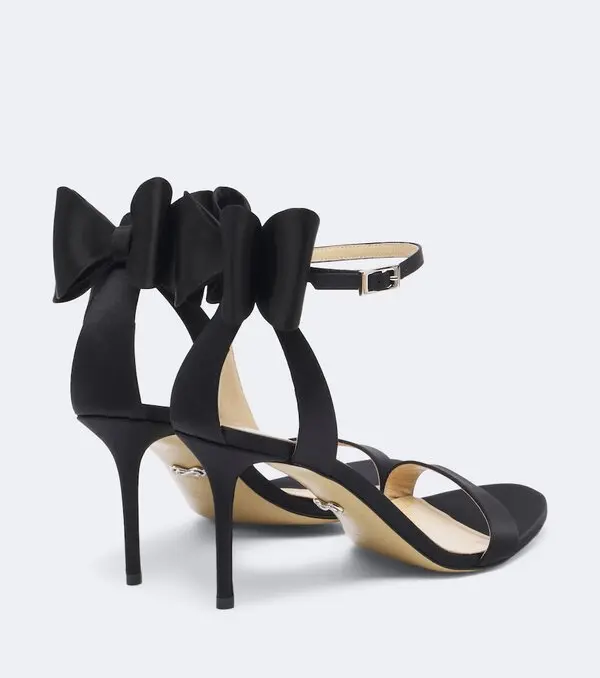 Mach & Mach Bow-detail Satin Ankle Strap Sandals - Black