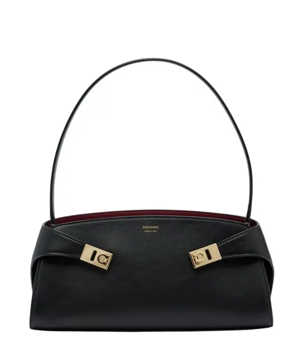 FERRAGAMO Leather Shoulder Bag - Black