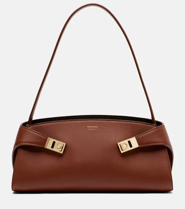 FERRAGAMO East-west Small Leather Shoulder Bag - Brown