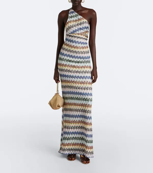 Missoni One-shoulder Lam� Gown