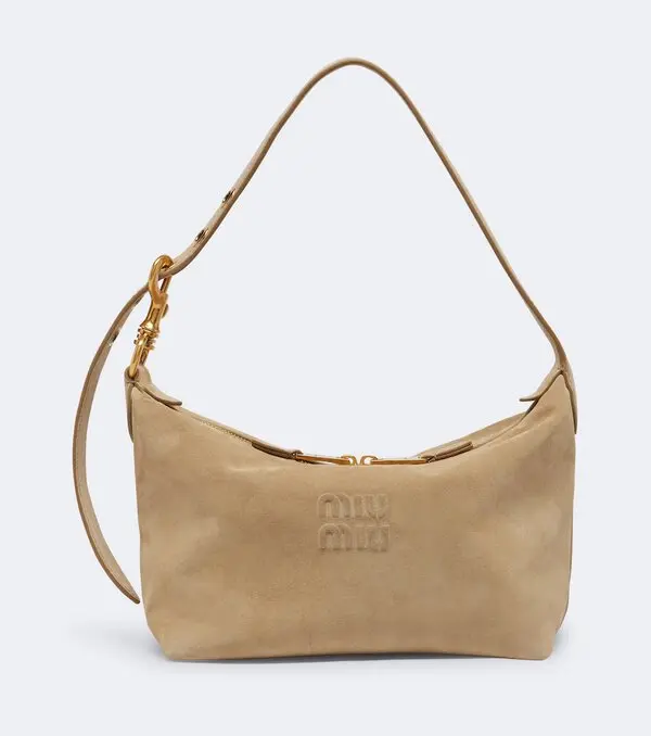 Miu Miu Spirit Suede Shoulder Bag - Beige