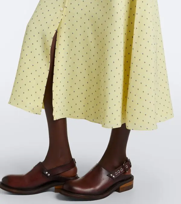 Miu Miu Polka-dot Tie-neck Silk Midi Dress