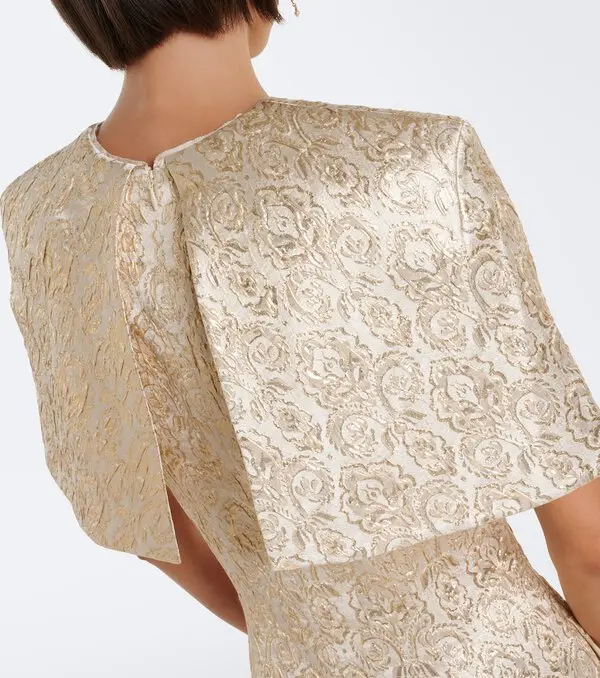 EMILIA WICKSTEAD Lucretia Caped Floral Jacquard Gown
