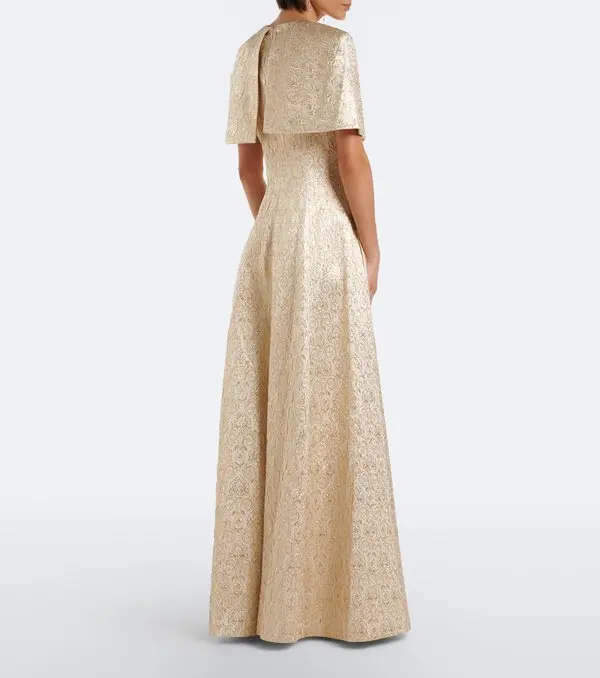 EMILIA WICKSTEAD Lucretia Caped Floral Jacquard Gown