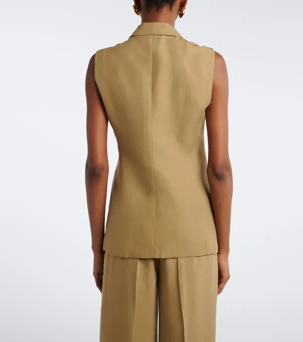 Max Mara Linen And Silk Twill Vest