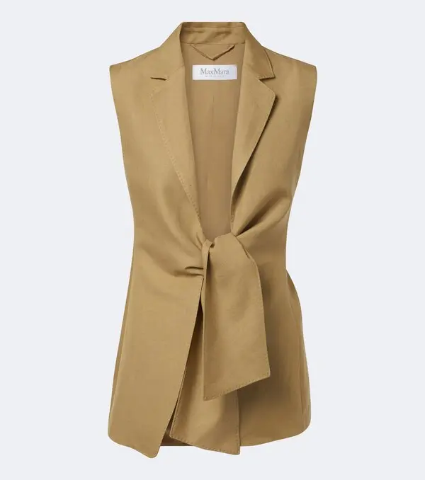 Max Mara Linen And Silk Twill Vest - Green