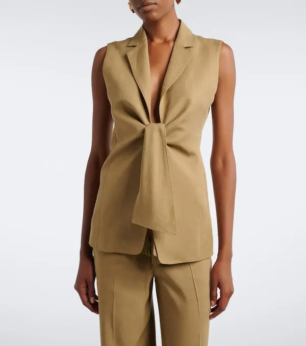 Max Mara Linen And Silk Twill Vest - Green