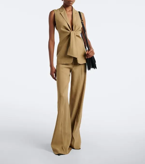 Max Mara Linen And Silk Twill Vest - Green