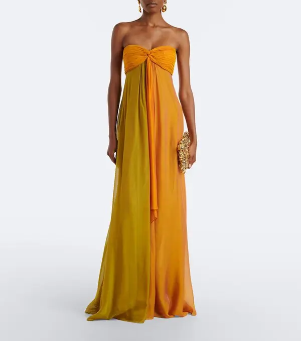 Retrofete Lunaria Chiffon Maxi Dress - Orange