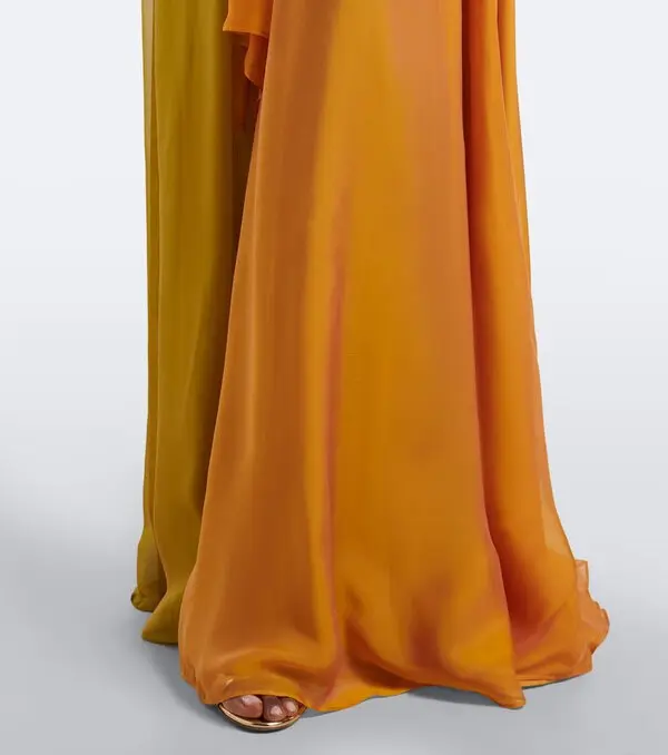 Retrofete Lunaria Chiffon Maxi Dress - Orange