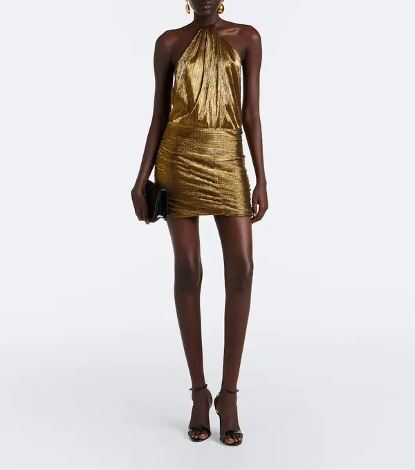Retrofete Lavinia Halterneck Mini Dress - Gold