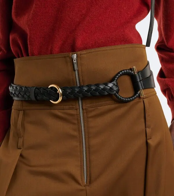FERRAGAMO Gancini Braided Leather Belt