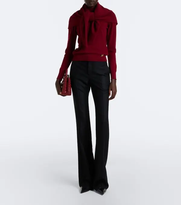Oscar De La Renta Layered Cashmere Sweater With Detachable Scarf
