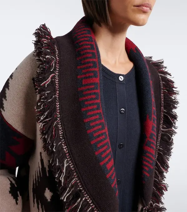 Alanui Icon Jacquard Cashmere Cardigan - Brown