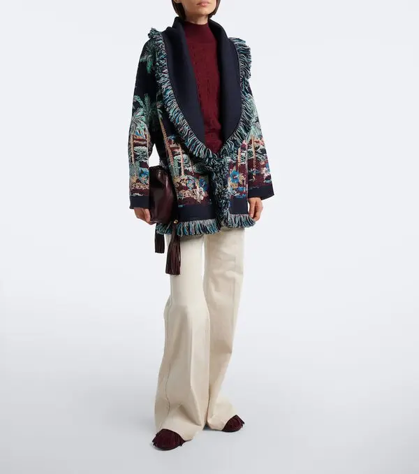 Alanui Diamond Head Jacquard Wool-blend Cardigan