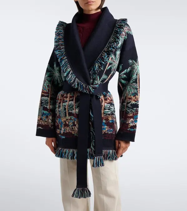 Alanui Diamond Head Jacquard Wool-blend Cardigan - Multicoloured